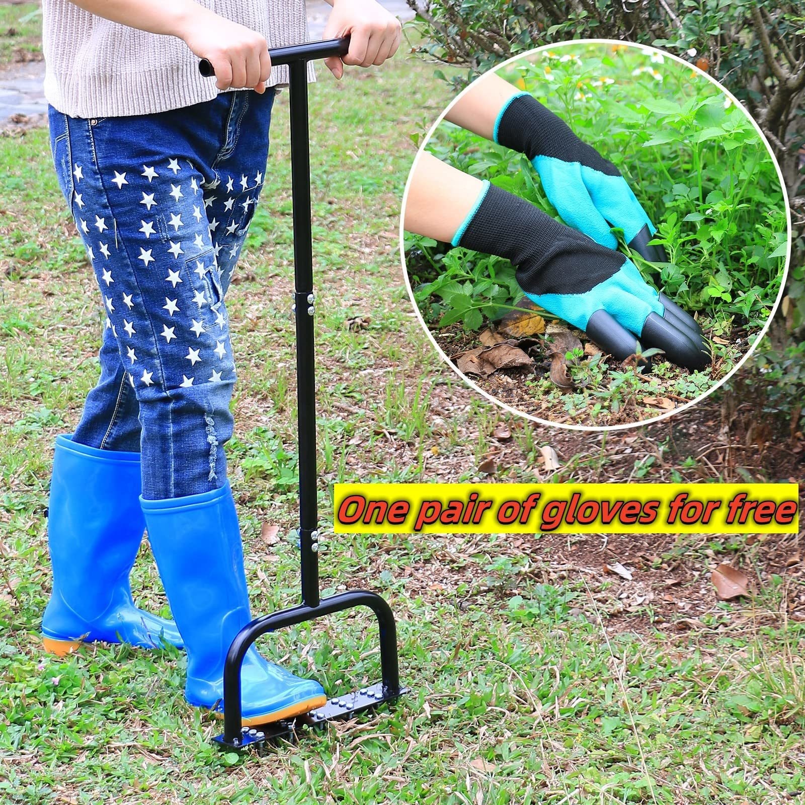 Lawn Aerator Tool Manual Metal Spike Grass Aeration with Dethatching ...