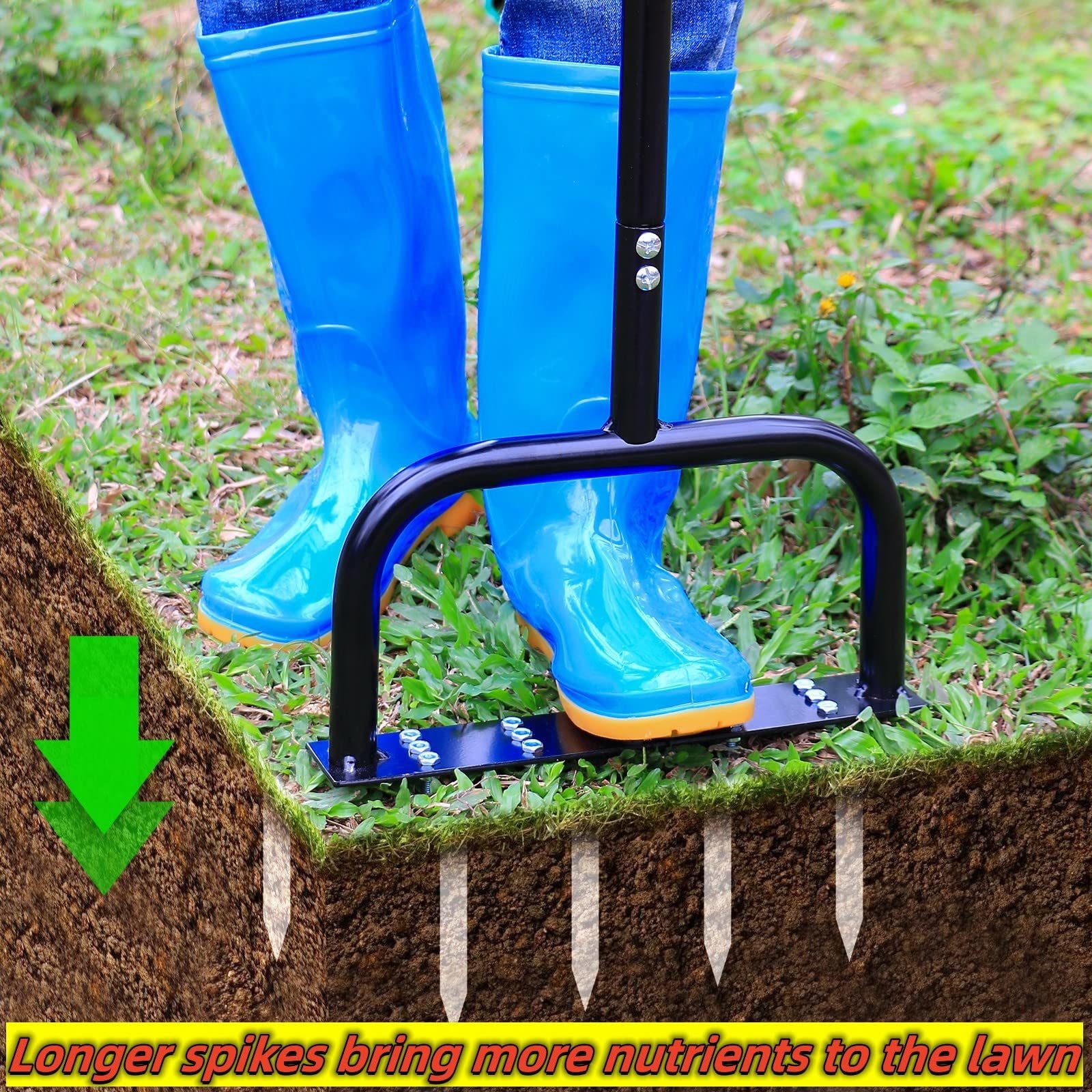 Lawn Aerator Tool Manual Metal Spike Grass Aeration with Dethatching ...